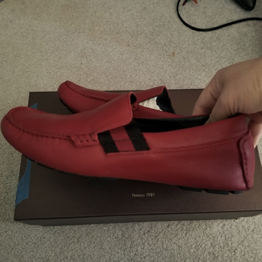 Gucci Web Accent Leather Drivers - Gem